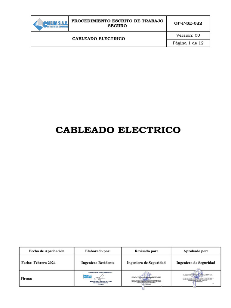 OP-PETS-SE-022 Cableado Electrico | PDF | Cableado eléctrico | Bienes manufacturados