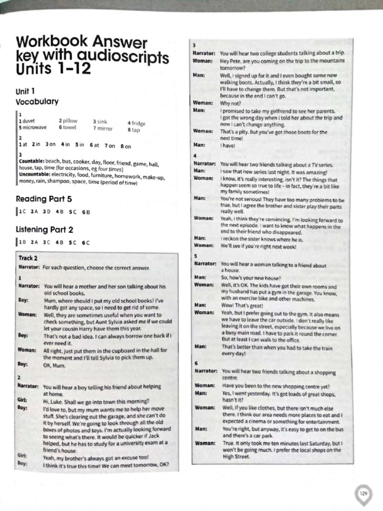 Complete Preliminary Workbook Answer Key | PDF