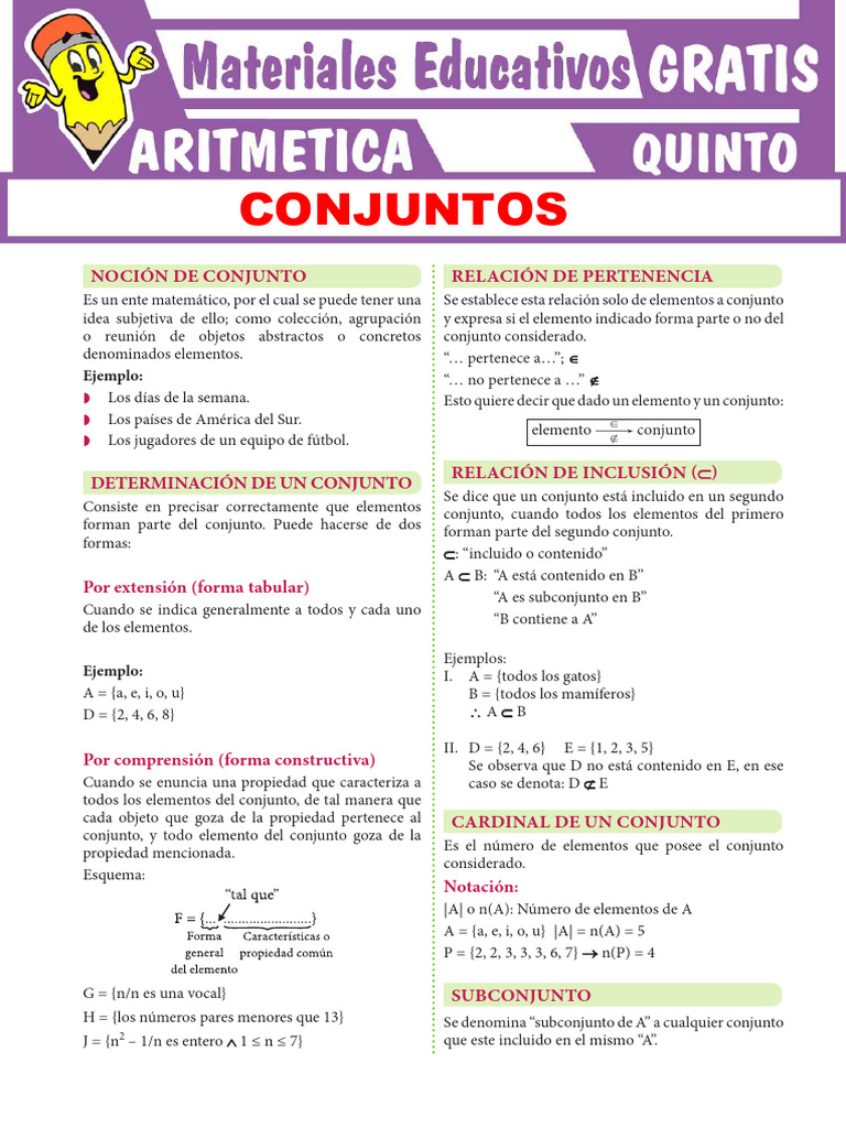 Conceptos Básicos de Conjuntos Matemáticos | PDF | Conjunto ...