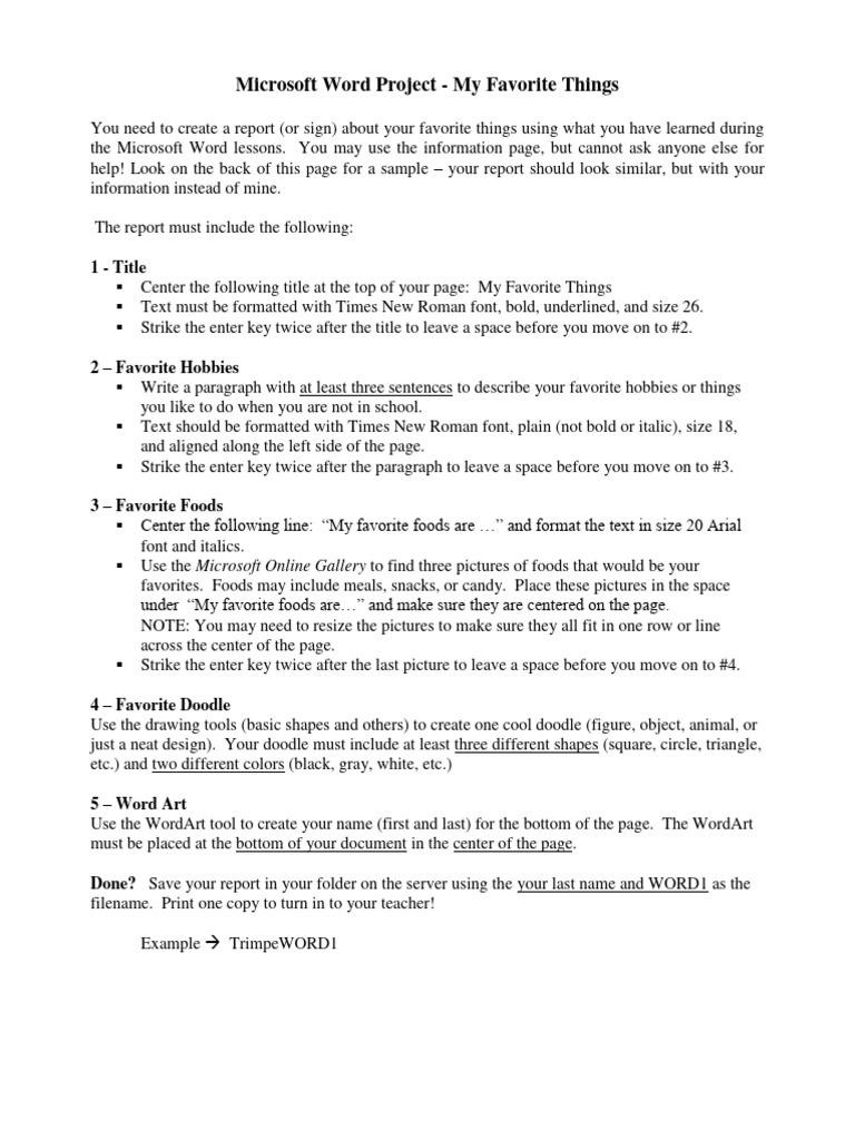 Wordbasicsproject | PDF | Microsoft Word | Software