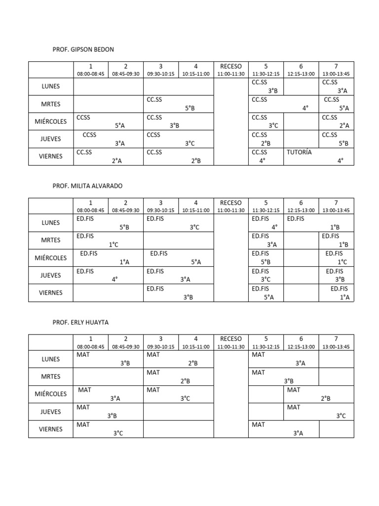 Horario Personal 64330-Ad 2024 | PDF