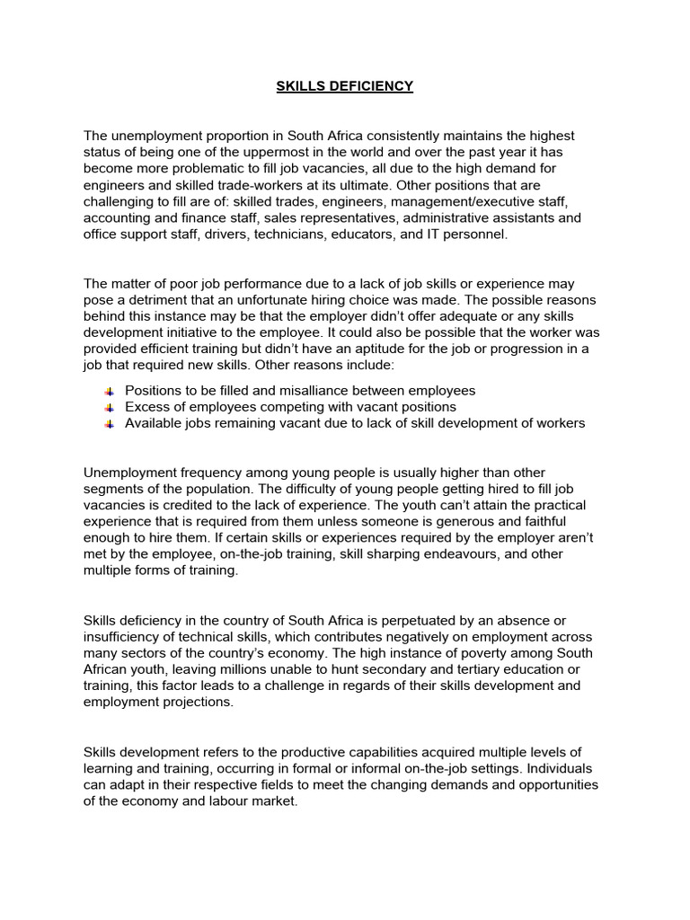 Skills Deficiency | PDF | Employment | Unemployment