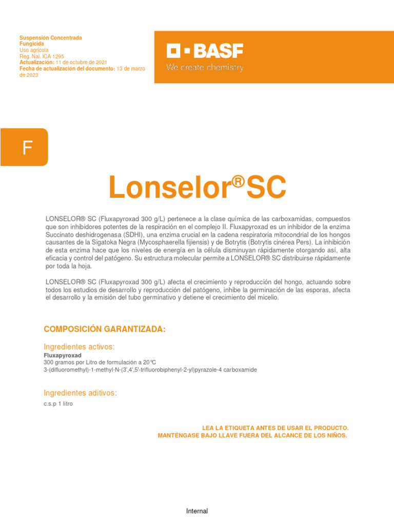 CO - Ficha Tecnica - Lonselor® SC | PDF | Inhibidor de la enzima | Agua