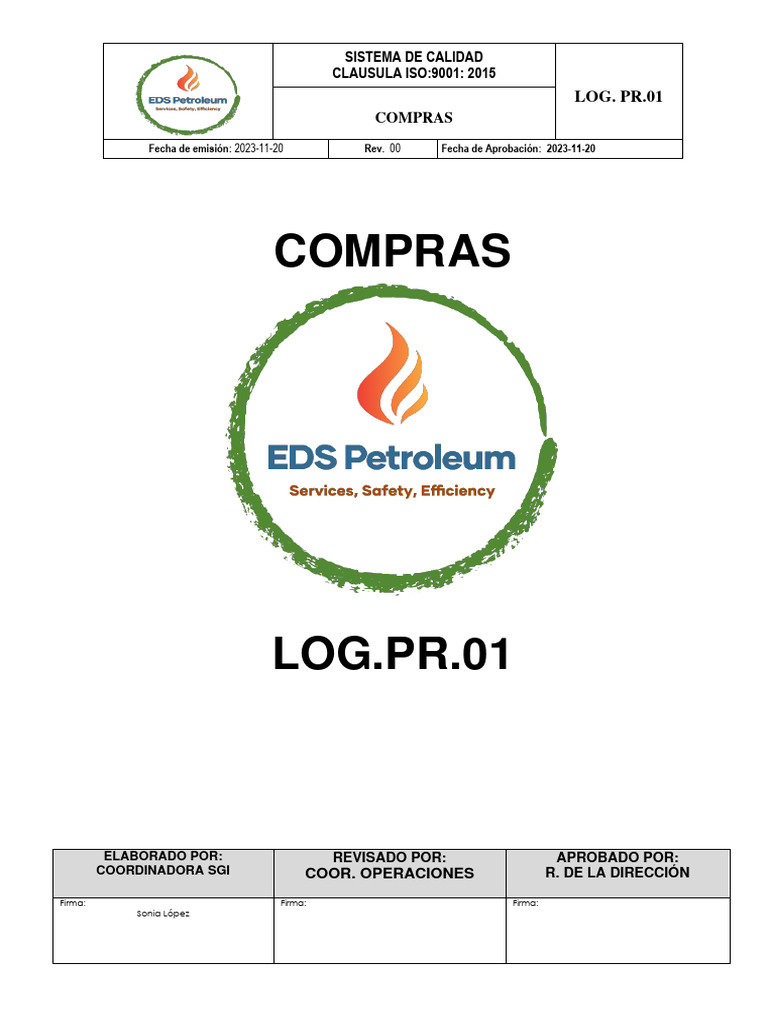 8.1 Log - pr.01 Procedimiento de Compras Eds Petroleum | PDF | Calidad (comercial) | Industrias ...
