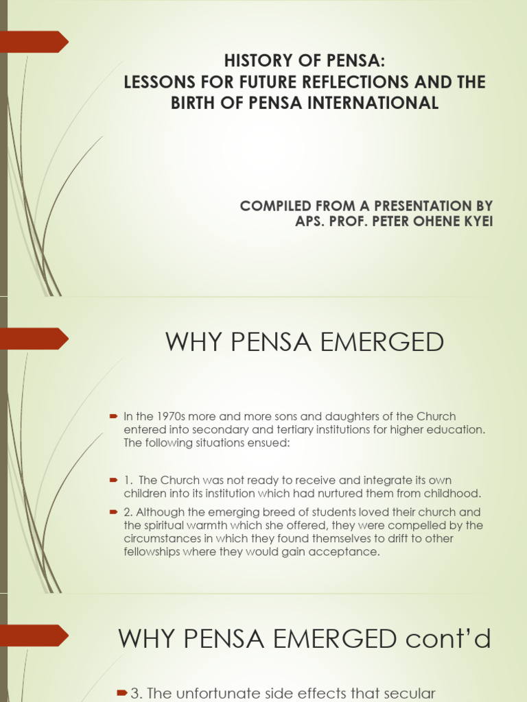 History of PENSA and The PENSA Internatinal Vision | PDF | Pentecostalism