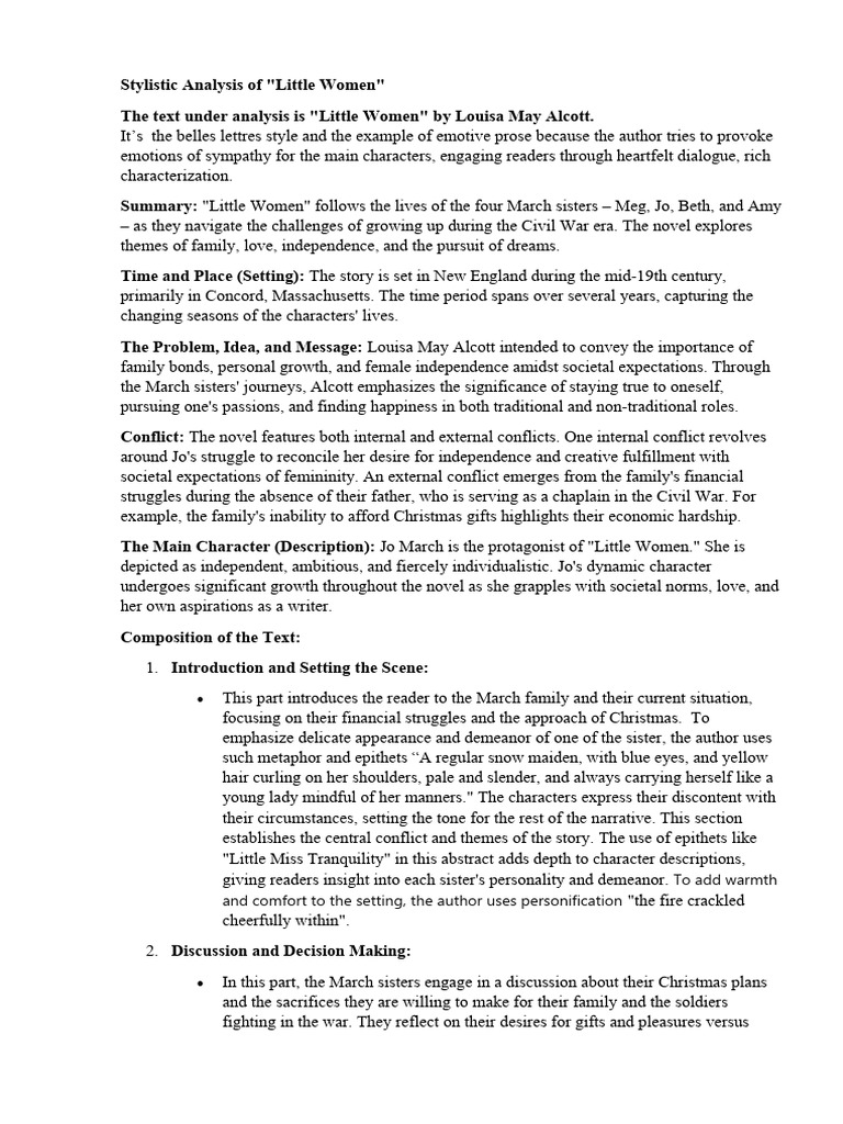 Stylistic Analysis of Little Women | PDF | Little Women