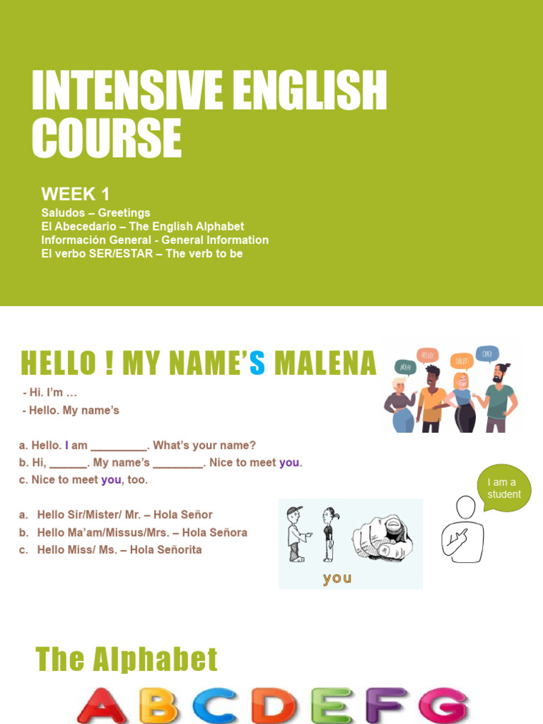 INTENSIVE ENGLISH COURSE Week 1 | PDF