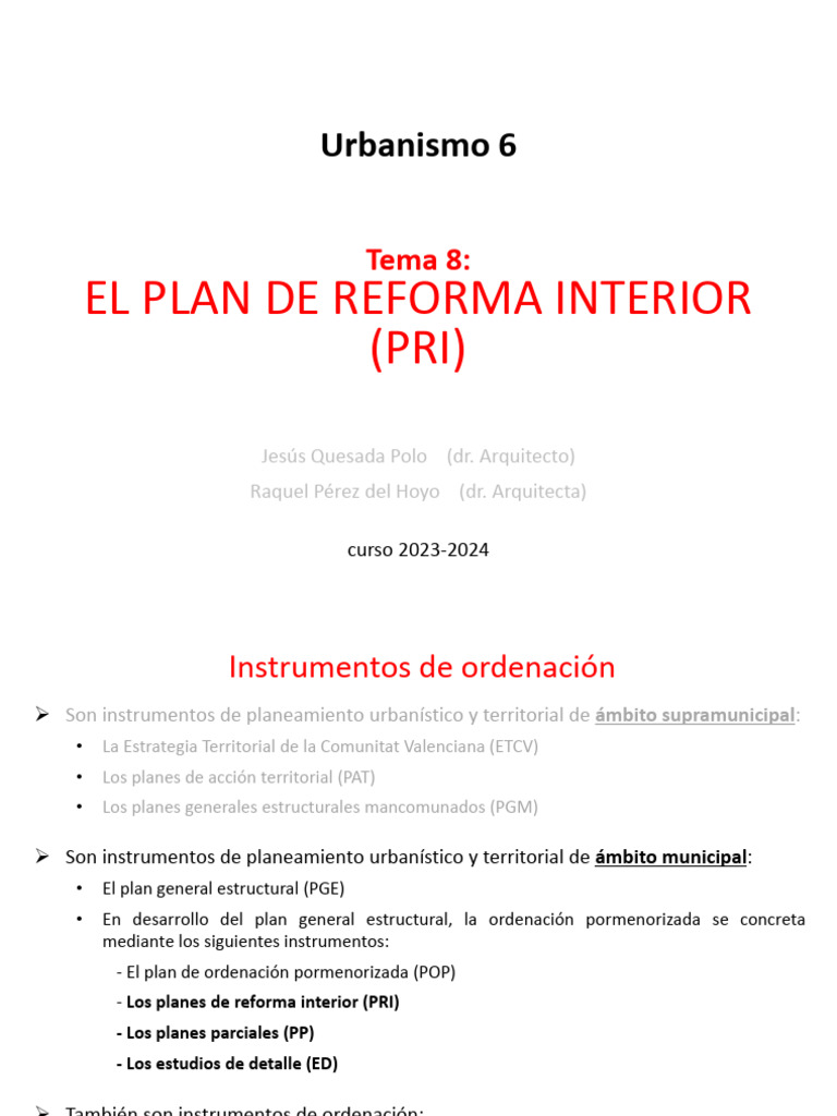Plan de Reforma Interior: Objetivos y Áreas | PDF | edificio ...