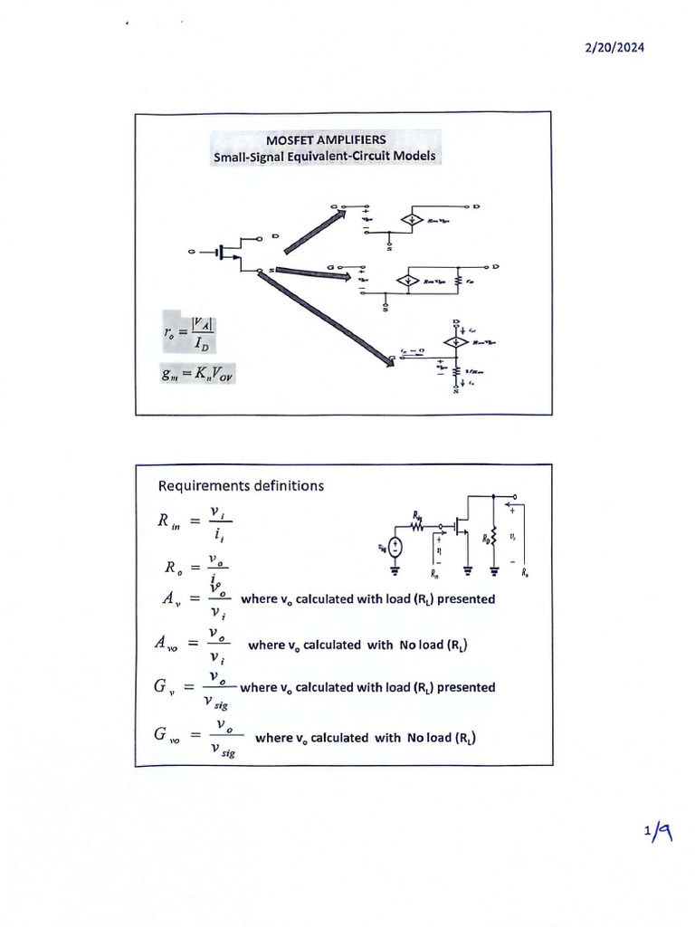 MOSFET Ac Analysis - Lecture 6 | PDF