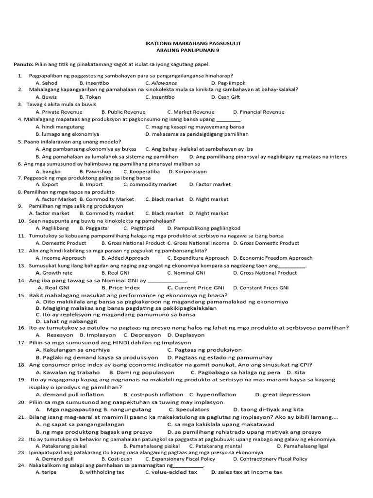 Ap Final Exam Q3 | PDF