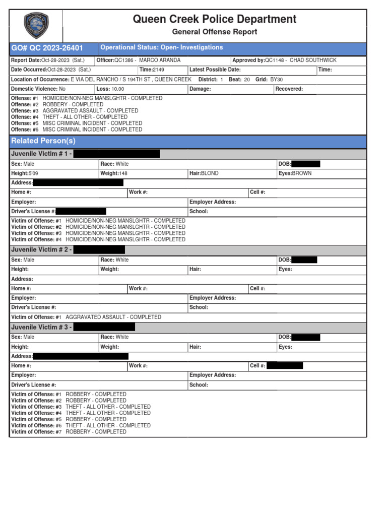 Homicide of Preston Lord and The "Gilbert Goons" - Queens Creek Police Department General ...