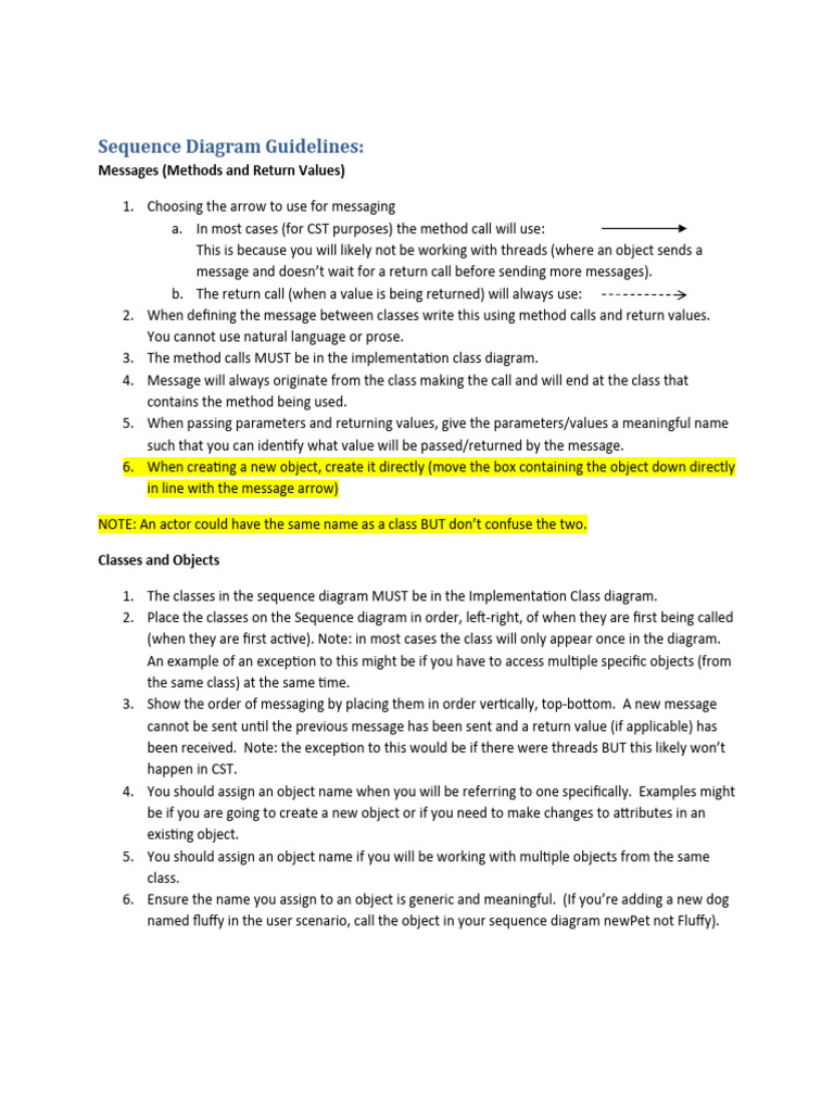 Sequence Diagram Guidelines | Download Free PDF | Method (Computer ...