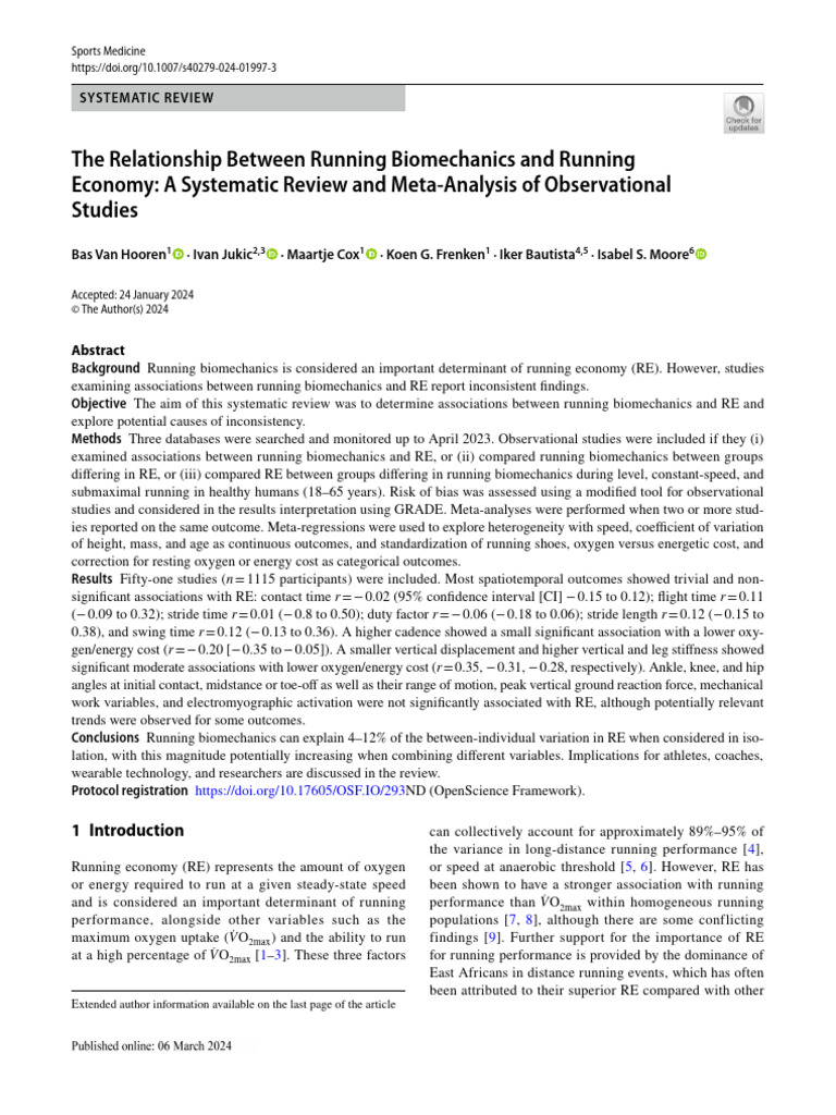 The Relationship Between Running Biomechanics and Running Economy: A ...