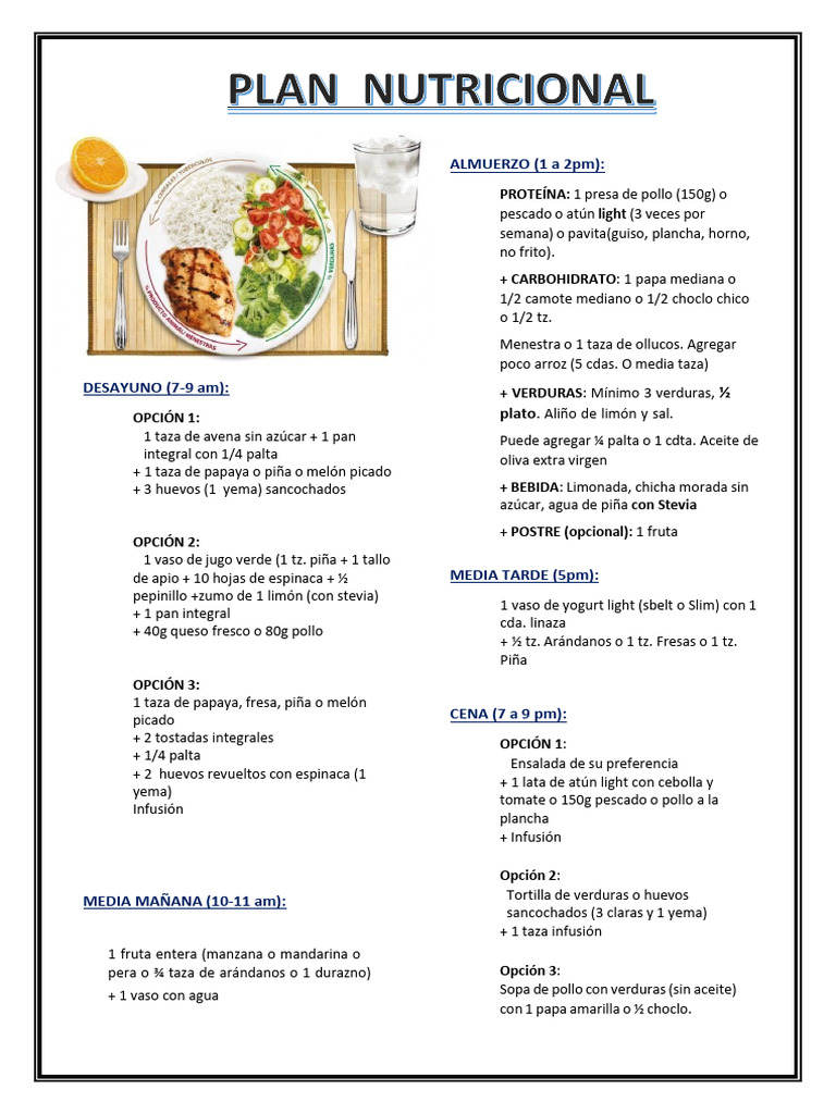 Plan Nutricional | Descargar gratis PDF | Cocinando | Cocina occidental