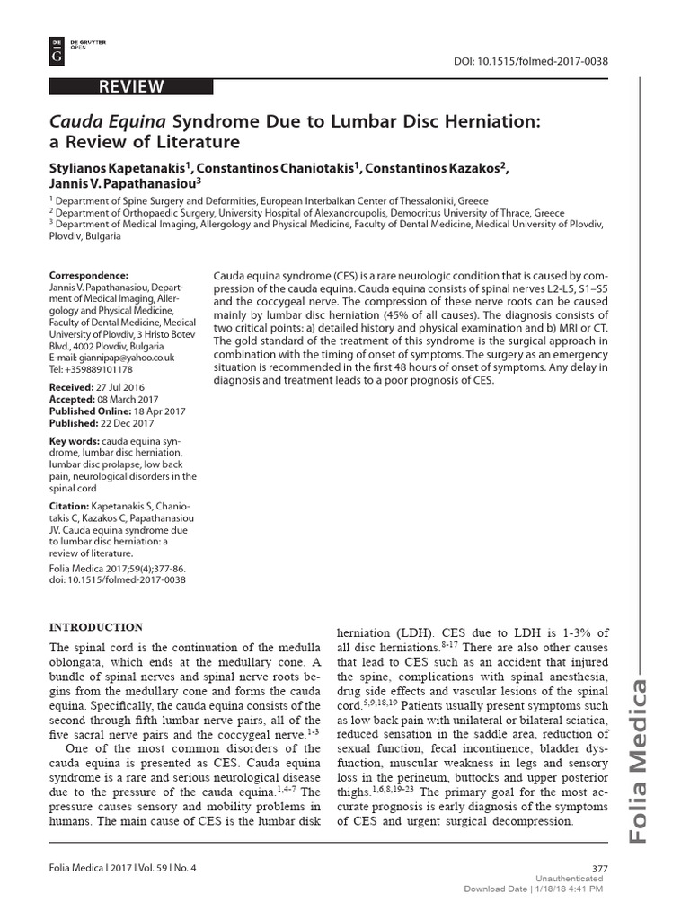Cauda Equina | PDF | Back Pain | Urinary Incontinence