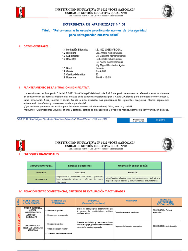 1 - Experiencia de Aprendizaje N°1 - 2021 | Descargar gratis PDF | Evaluación | Longitud