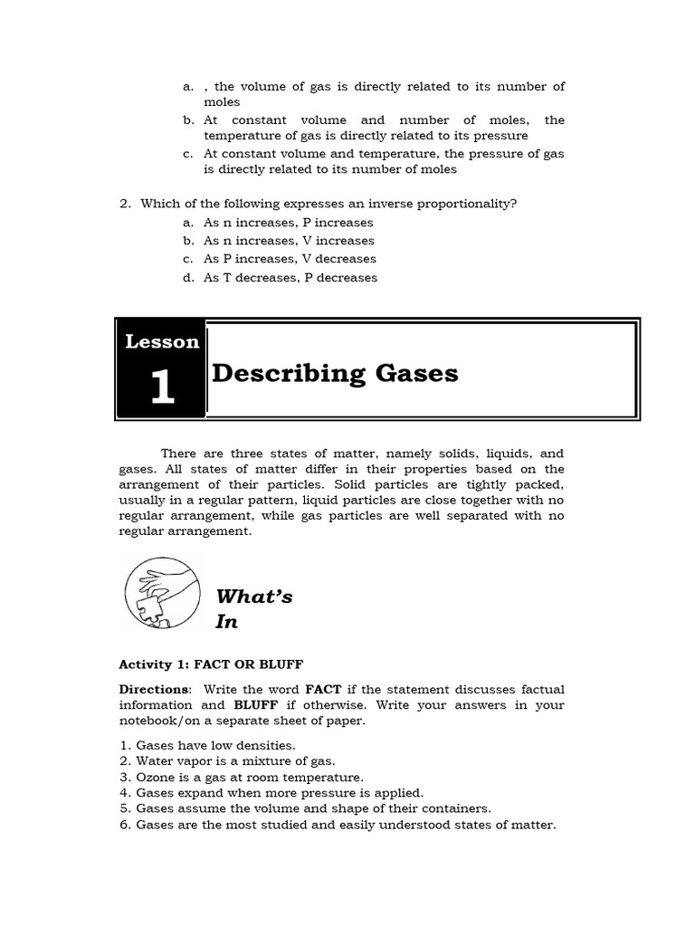 Science 10 Q4 Mod1 Behavior of Gases Final | Download Free PDF | Gases ...