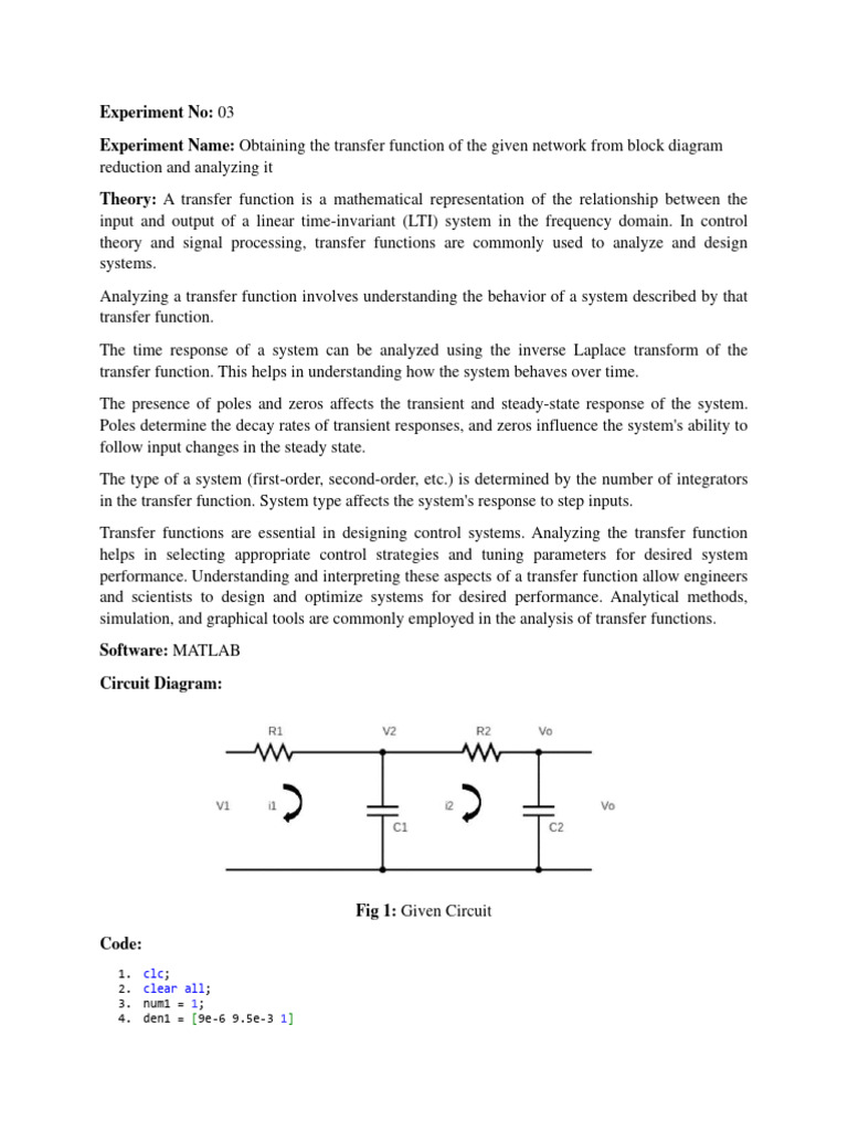 Transfer Function Analysis in MATLAB | PDF | Signal Processing ...