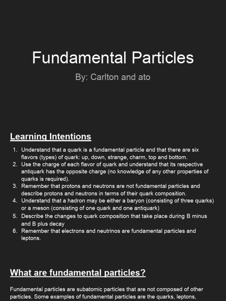 Fundamental Particles | PDF | Quark | Hadron