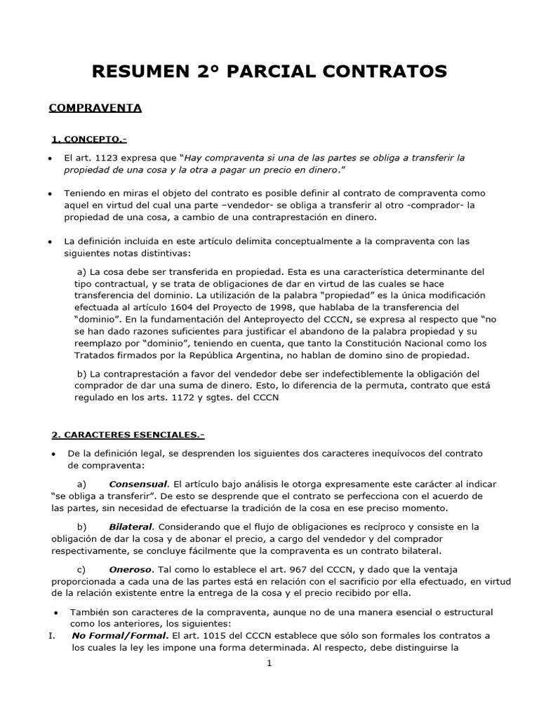 Resumen 2° Parcial Contratos | PDF | Donación | Derecho civil (sistema legal)
