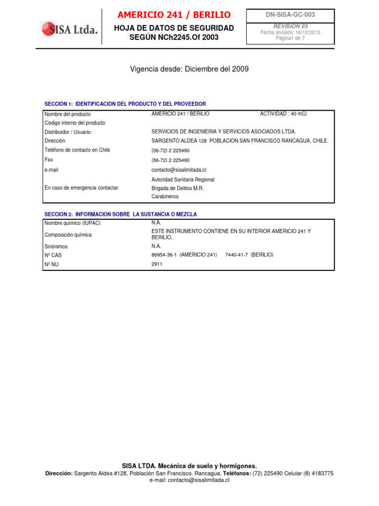 Seguridad del Americio-241 en Uso | PDF | Agua | Residuos