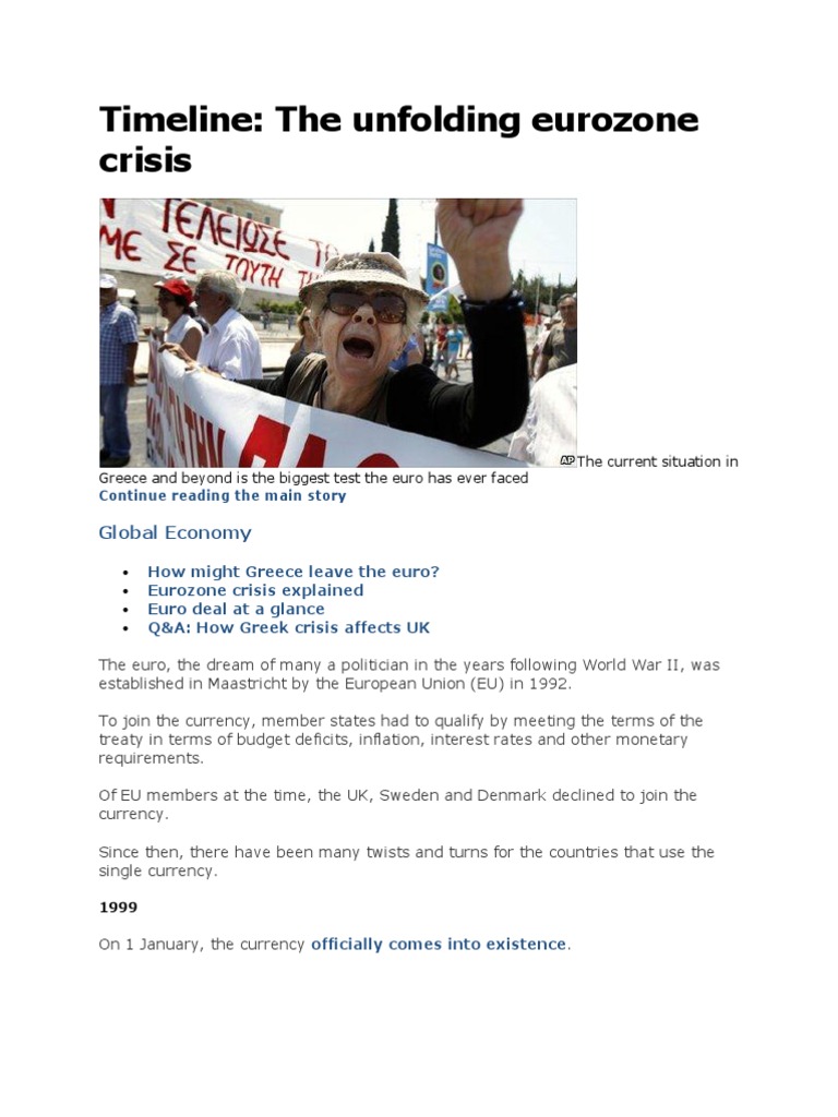 Timeline: The Unfolding Eurozone Crisis: Global Economy | PDF | Greek ...