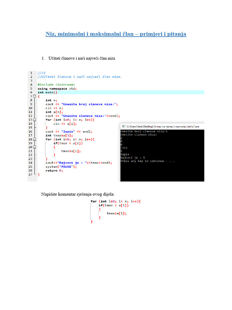 Nizovi - Zadaci | PDF