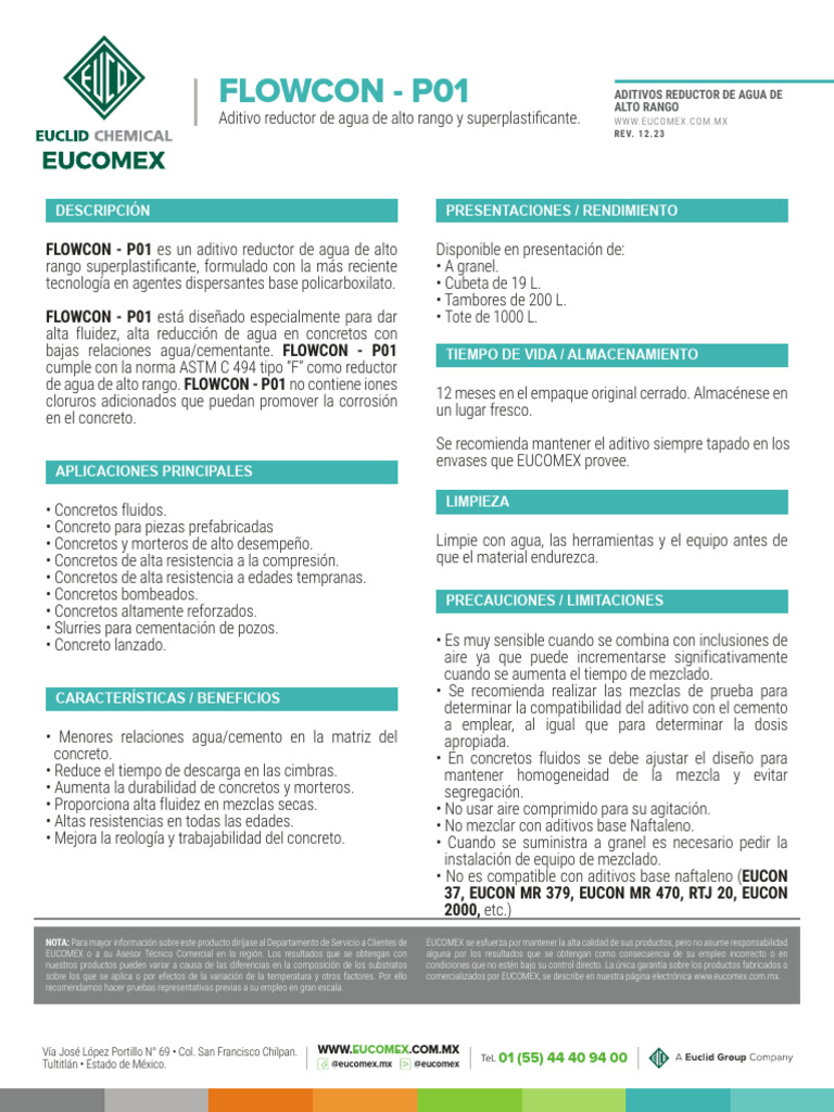 Flowcon p01 | PDF | Hormigón | Materiales