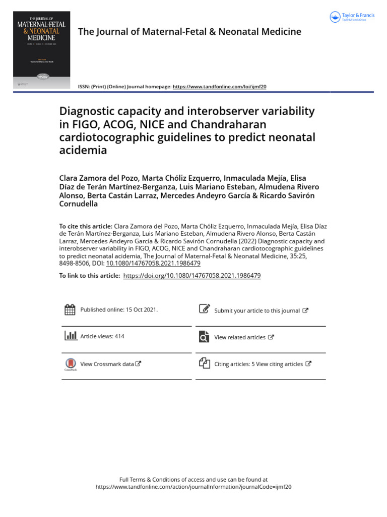 Diagnostic Capacity and Interobserver Variability in FIGO ACOG NICE and ...