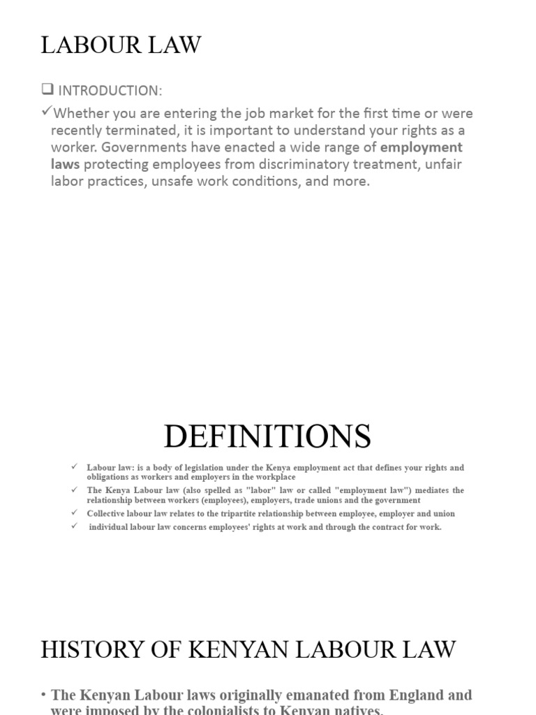 History and Sources of Kenya Labour Law | PDF | Labour Law | Employment