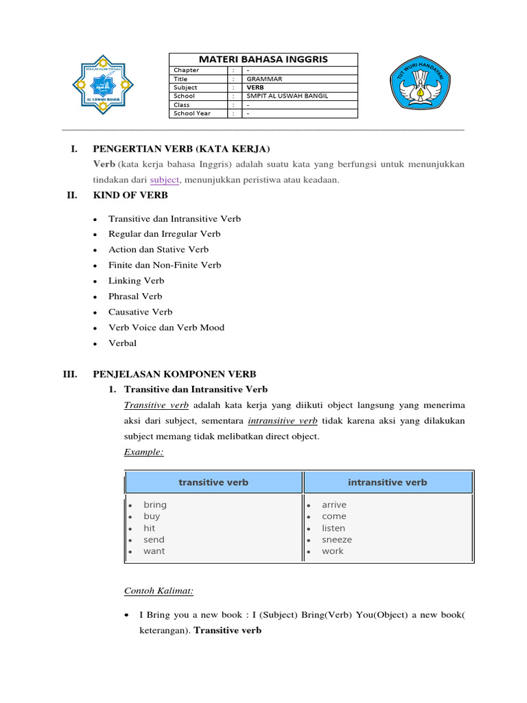 Pengertian Verb | PDF