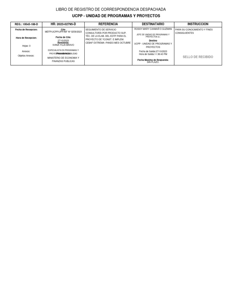 Hoja Ruta 2023-02795-D | PDF