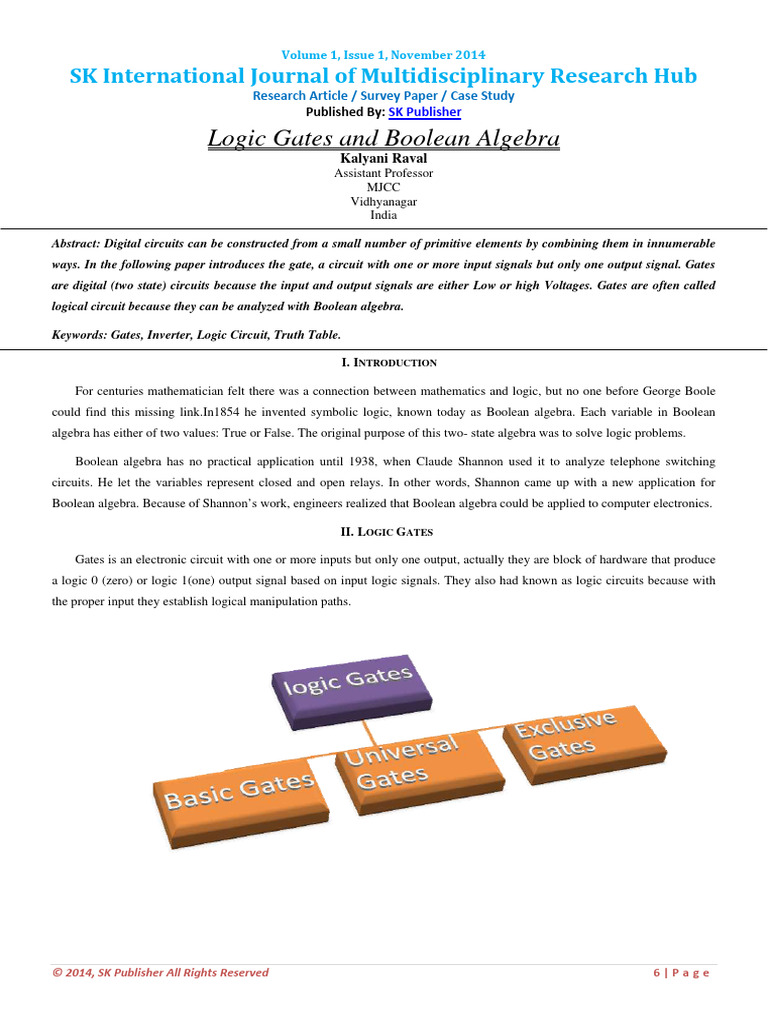 Logic Gates And Boolean Algebra Pdf Logic Gate Boolean Algebra