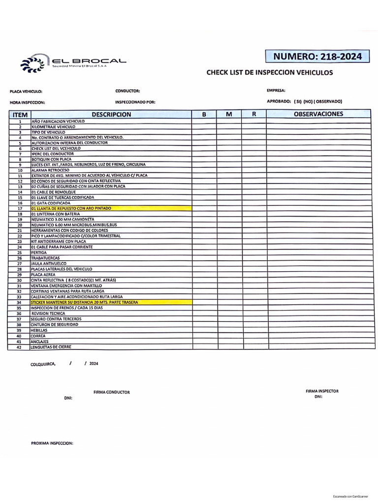 Check List Unidades Smeb | PDF