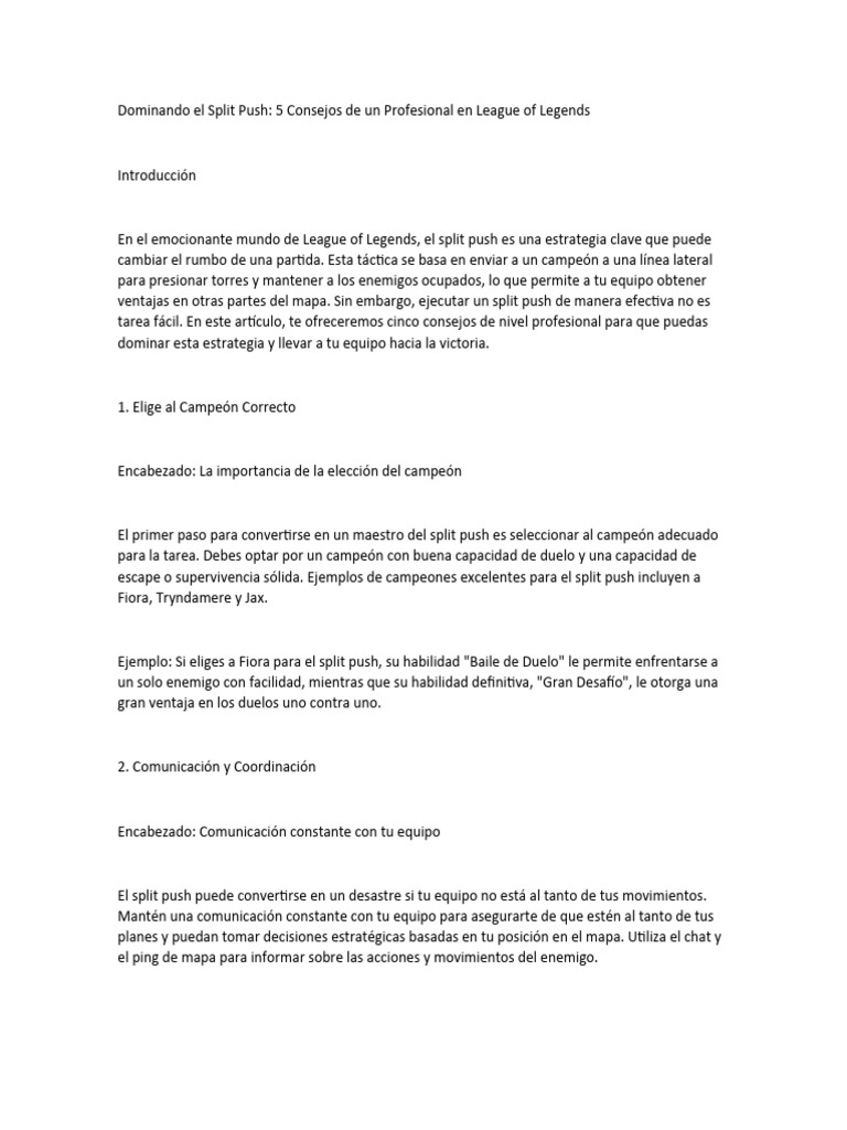 5 Consejos para Dominar el Split Push | PDF | Militar