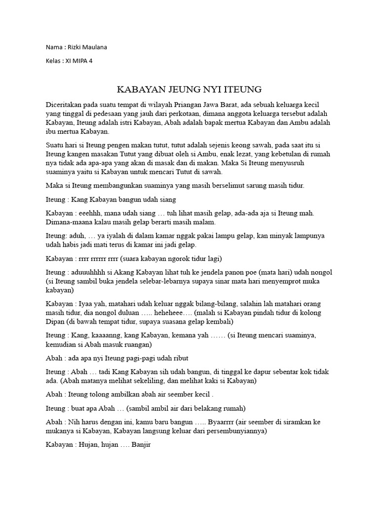 Dongeng Kabayan dan Nyi Iteung | PDF
