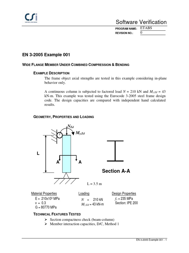 EN 3-2005 Example 001 | PDF | Structural Engineering