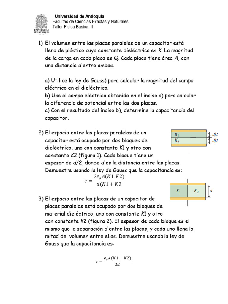 Taller 5 FBII 2024-1 | PDF | Capacidad | Condensador