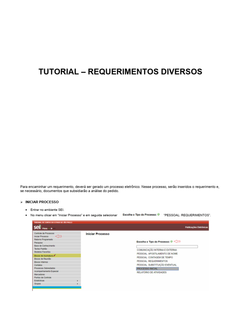 Tutorial - Requerimentos Diversos v1 | PDF | Autenticação | Informática