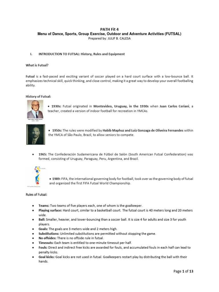 PATH Fit 4 FUTSAL Team Sports Learning Material | PDF | Football Codes | Association Football