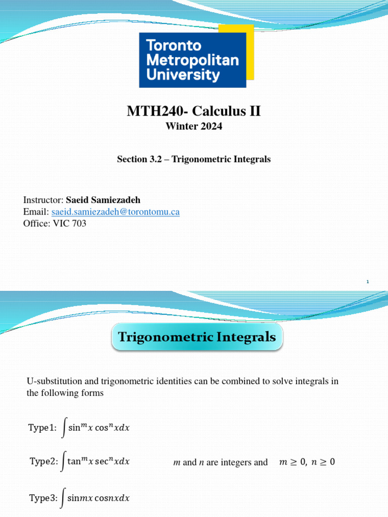 Sec 3 2 Trigonometric Integrals Annotated Pdf Trigonometric