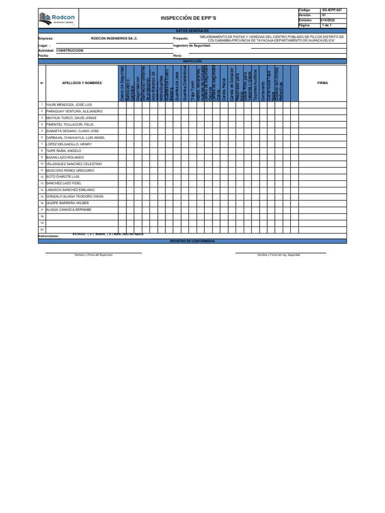 Inspección de EPPs | PDF | Materiales | Acero