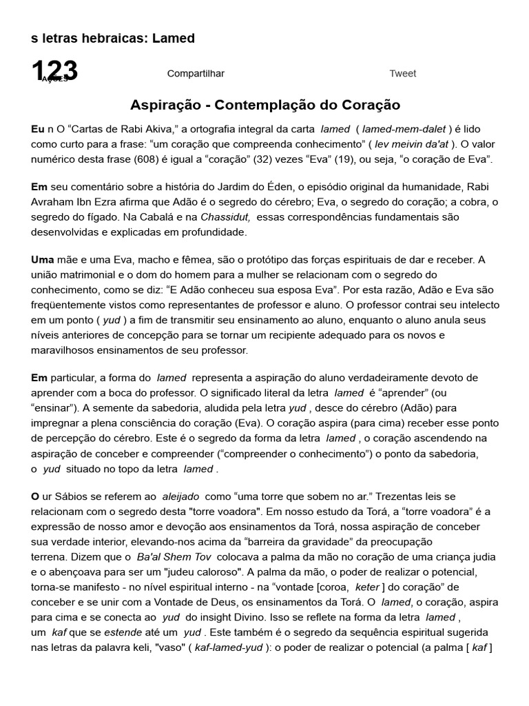 Significado da Letra Lamed em Hebraico | PDF | Adão e Eva | Sabedoria