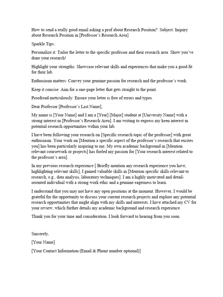 How To Send A Really Good Email Asking A Prof About Research Position ...