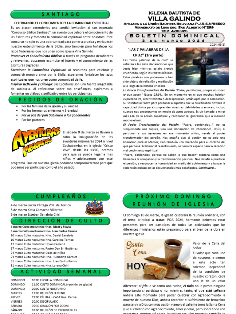 Boletin 3 de Marzo 2024 | PDF | Perdón | Biblia