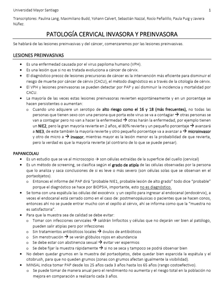 Patología Cervical Invasora y Preinvasora | PDF | Cáncer de cuello ...