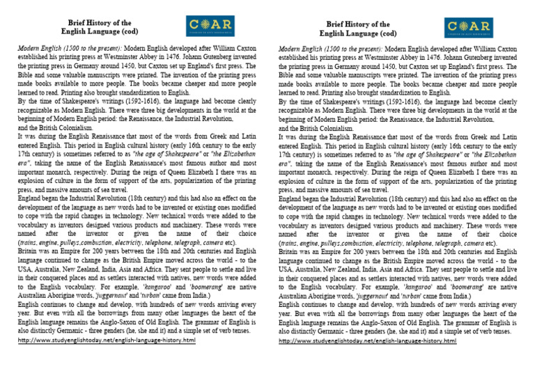 Modern English | PDF | Printing Press | English Language