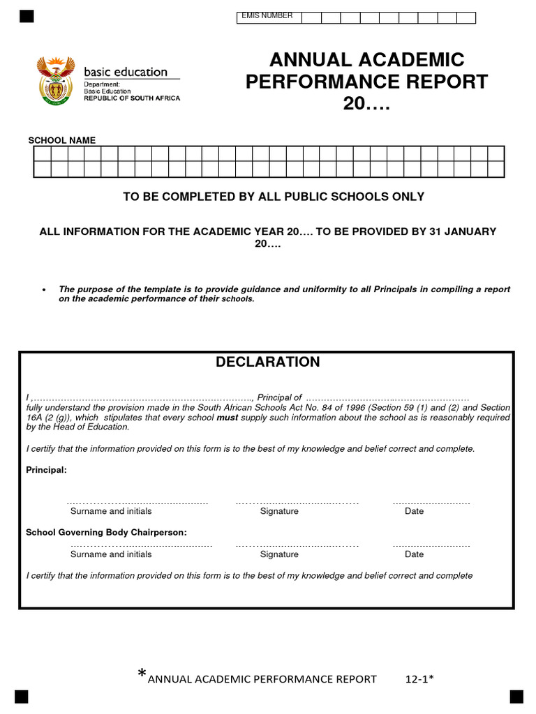 Approved Annual Academic Performance Reporting Template 2022 | PDF ...