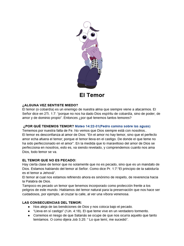 El Temor y la Fe en Dios | PDF | Pecado | Amor