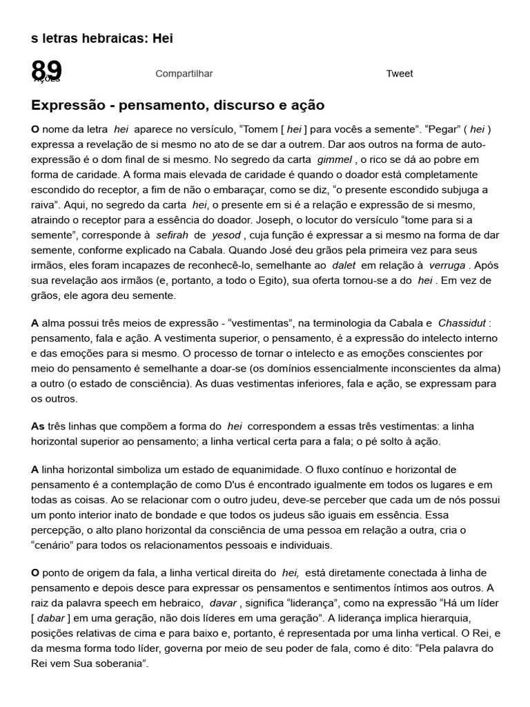 Significado da Letra Hebraica Hei | PDF | Pensamento | Deus